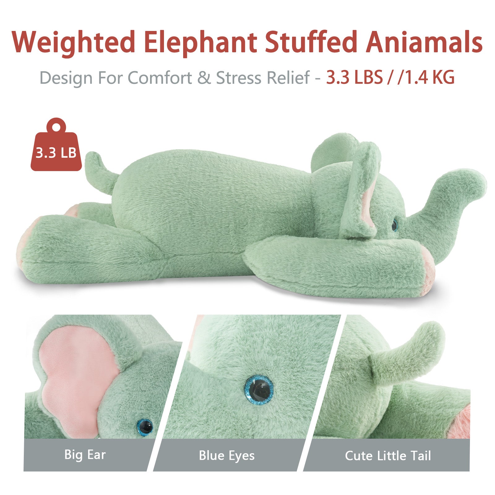 20” Elephant Weighted Plush Toy